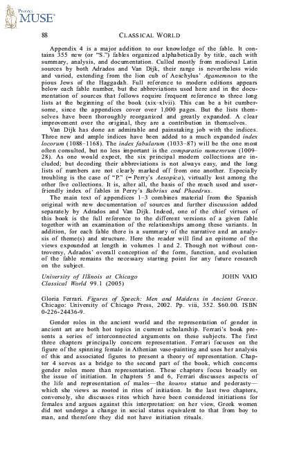 (PDF) Figures of Speech: Men and Maidens in Ancient Greece (review)