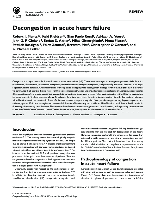 (PDF) Strategies for Decongesting Acute Heart Failure