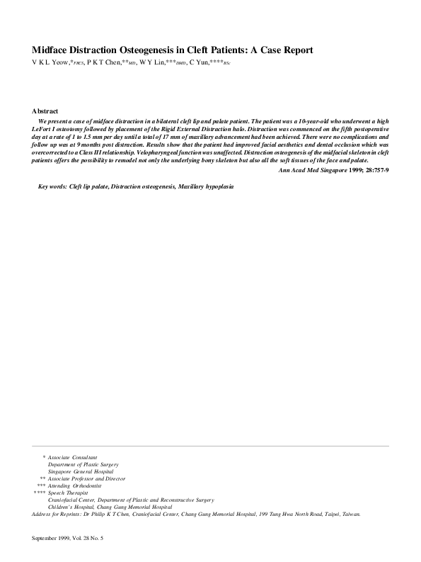 (PDF) Midface distraction osteogenesis in cleft patients: a case report
