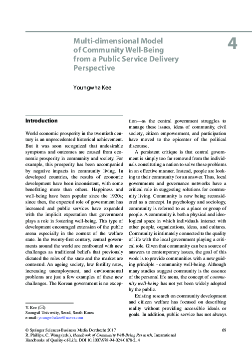 (PDF) Multi-dimensional Model of Community Well-Being from a Public Service Delivery Perspective