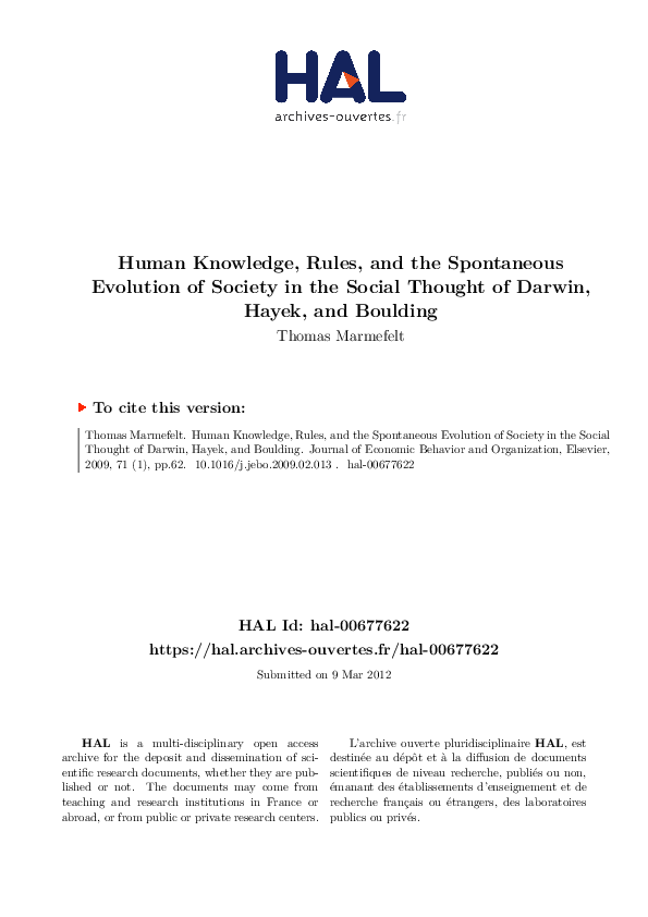 (PDF) Human Knowledge, Rules, and the Spontaneous Evolution of Society ...