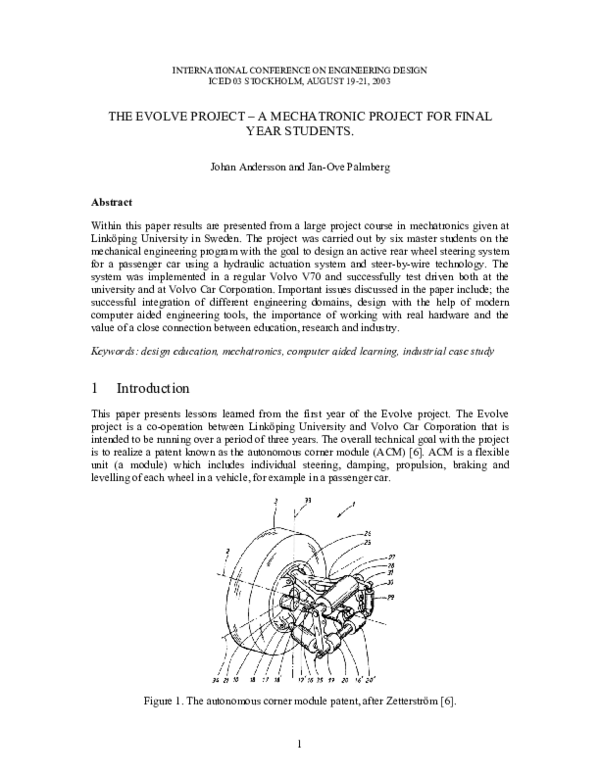 (PDF) The Evolve Project - a Mechatronic project for final year students