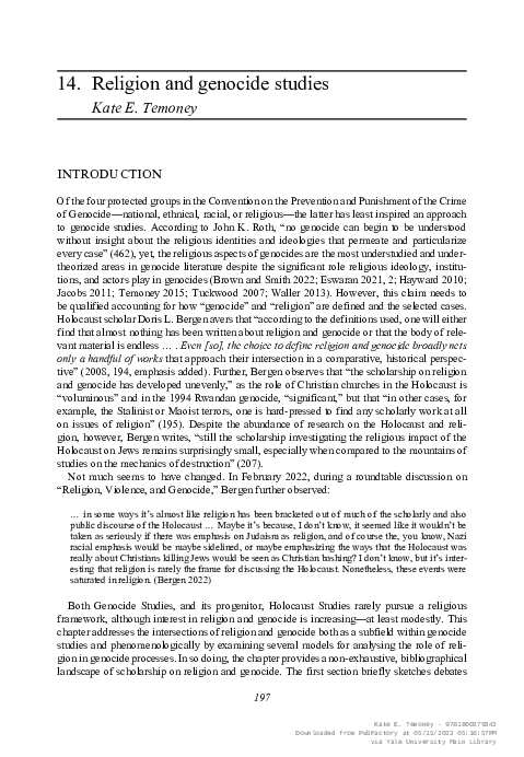 (PDF) Religion and Genocide Studies