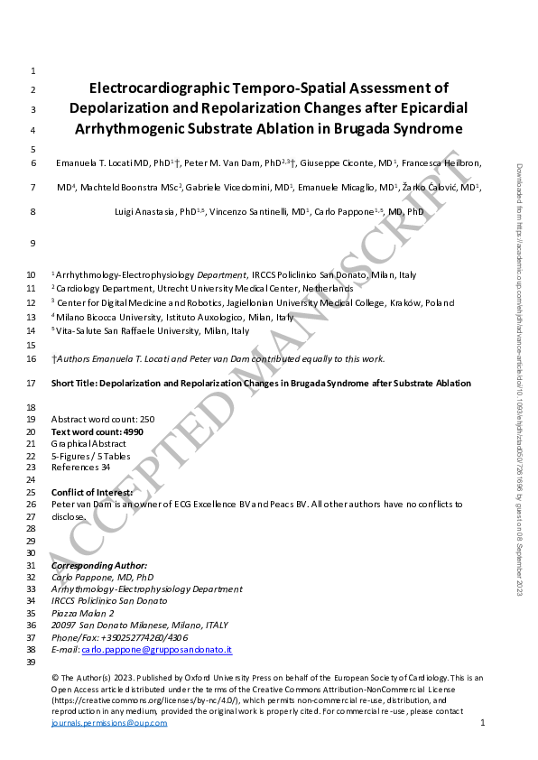 (PDF) Electrocardiographic Temporo-Spatial Assessment of Depolarization ...