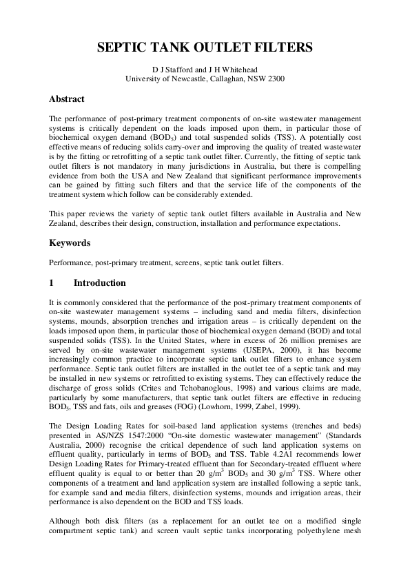 (PDF) Septic Tank Outlet Filters
