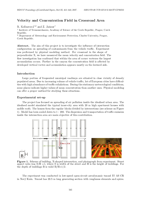 (PDF) Velocity and Concentration Field in Crossroad Area | Zbyněk ...