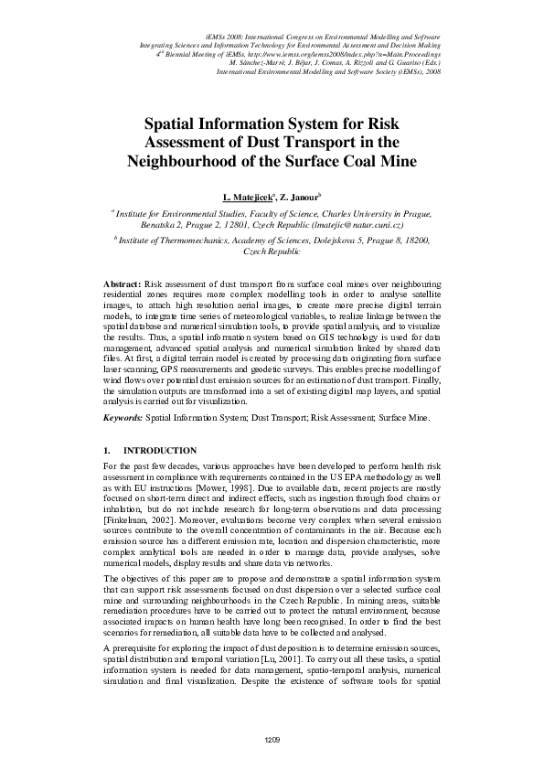 (PDF) Spatial Information System for Risk Assessment of Dust Transport in the Neighbourhood of ...