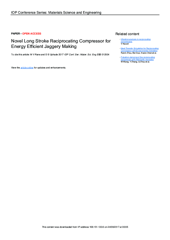 (PDF) Novel Long Stroke Reciprocating Compressor for Energy Efficient ...