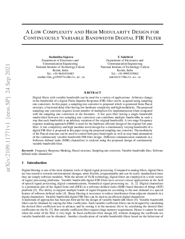(PDF) A low complexity and high modularity design for continuously variable bandwidth digital ...