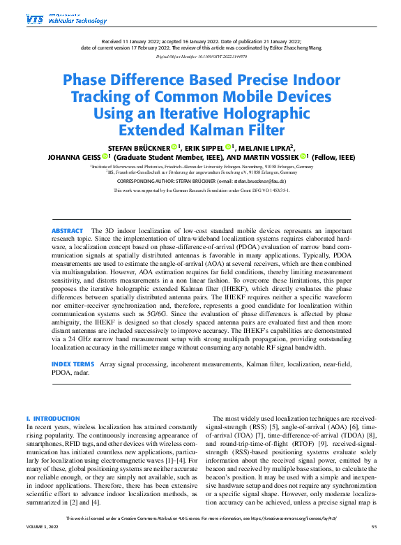 (PDF) Phase Difference Based Precise Indoor Tracking of Common Mobile ...