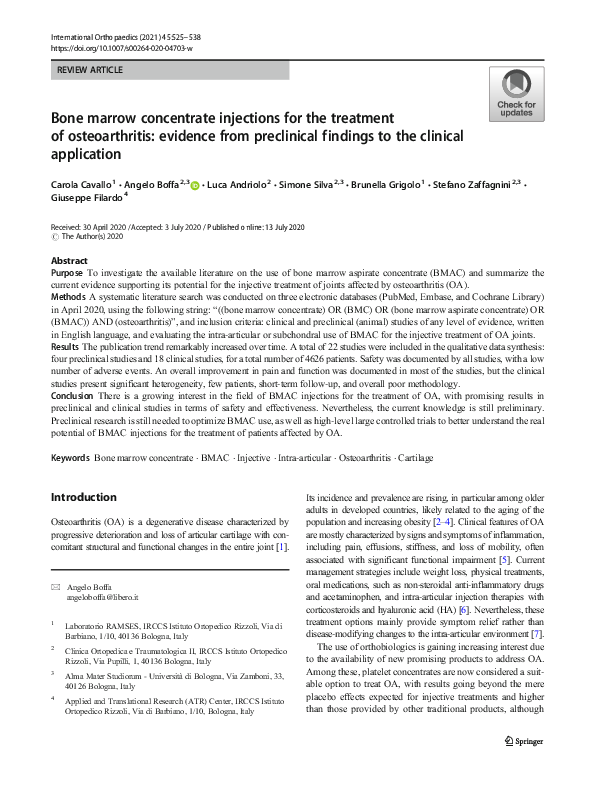 (PDF) Bone marrow concentrate injections for the treatment of ...
