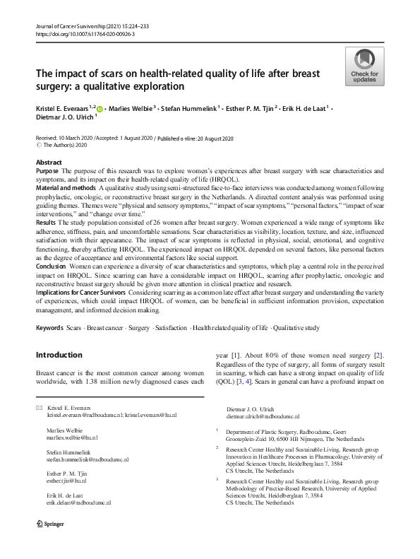 (PDF) The impact of scars on health-related quality of life after ...