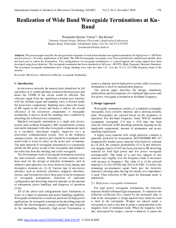 (PDF) Realization of Wide Band Waveguide Terminations at KuBand