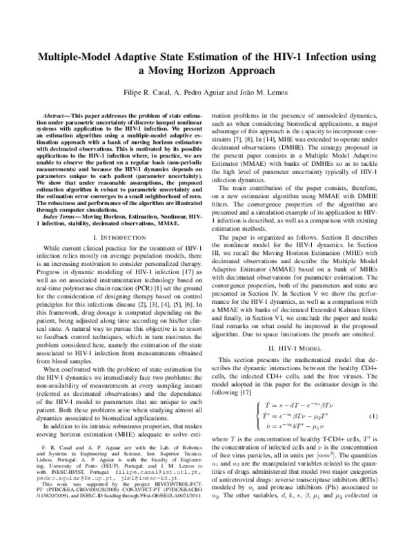 (PDF) Multiple-model adaptive state estimation of the HIV-1 infection using a moving horizon ...