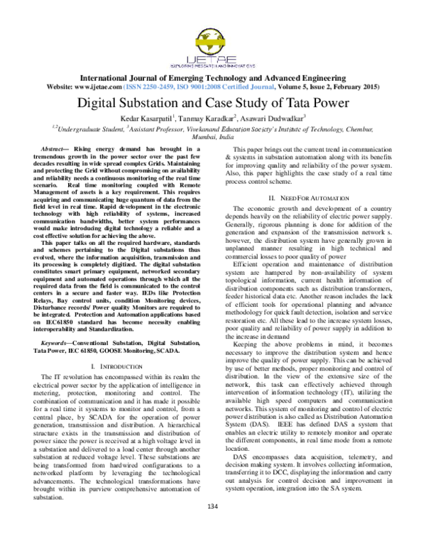 (PDF) Digital Substation and Case Study of Tata Power