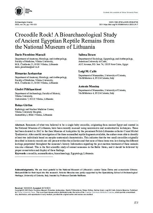 (PDF) Crocodile Rock! A Bioarchaeological Study of Ancient Egyptian ...