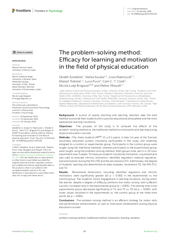 (PDF) The problem-solving method: Efficacy for learning and motivation ...