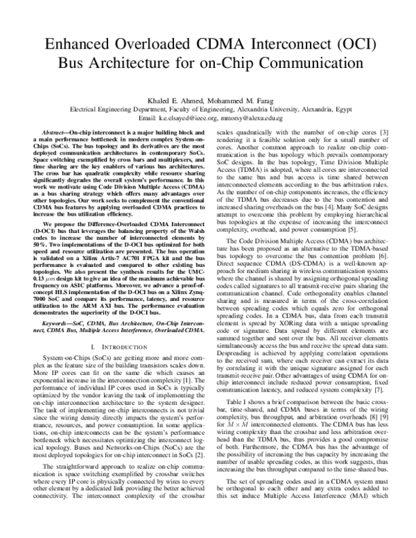 (PDF) Enhanced Overloaded CDMA Interconnect (OCI) Bus Architecture for On-Chip Communication