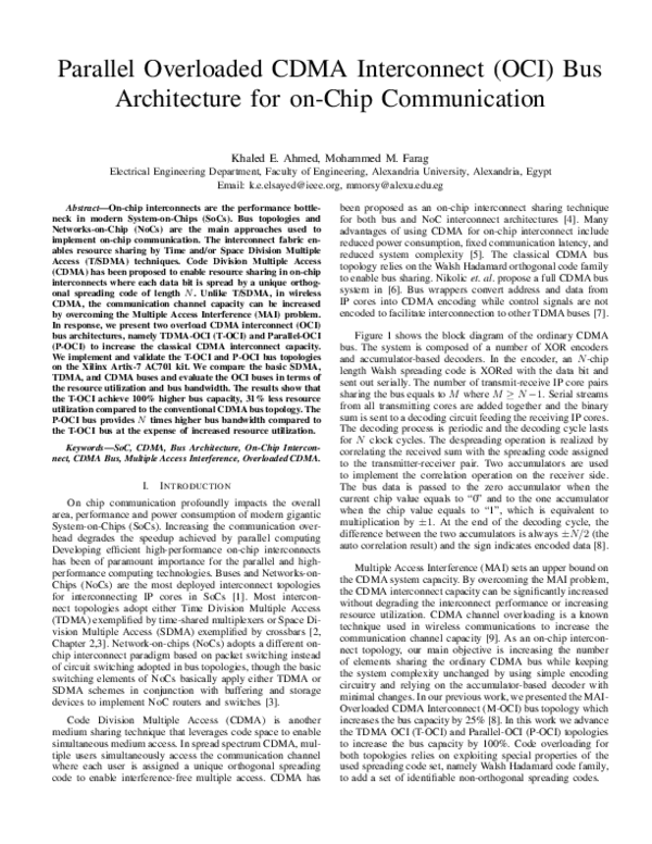 (PDF) Parallel overloaded CDMA interconnect (OCI) bus architecture for on-chip communications