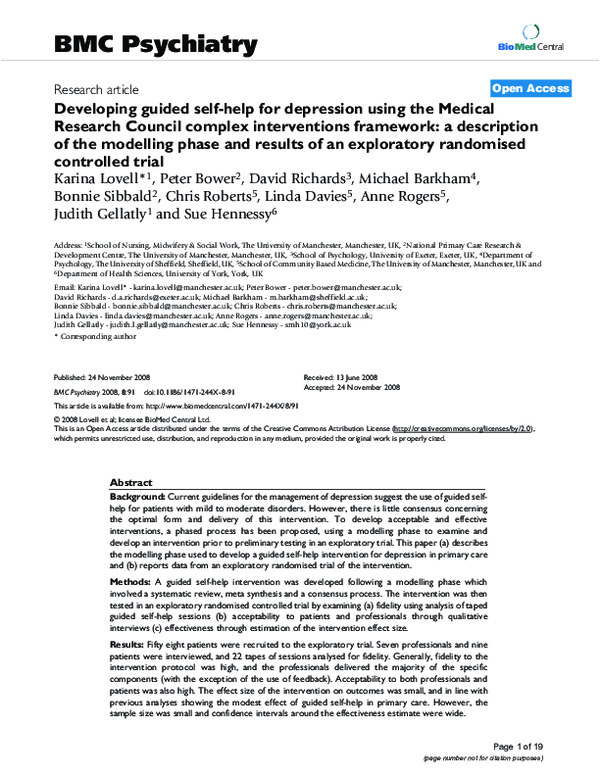 (PDF) Developing guided self-help for depression using the Medical ...