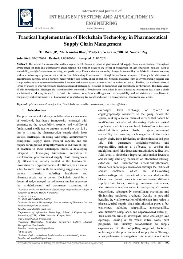 (PDF) Practical Implementation of Blockchain Technology in Pharmaceutical Supply Chain Management