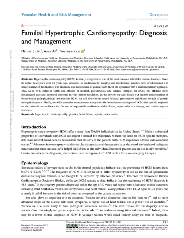 (PDF) Hypertrophic Cardiomyopathy: Diagnosis & Care
