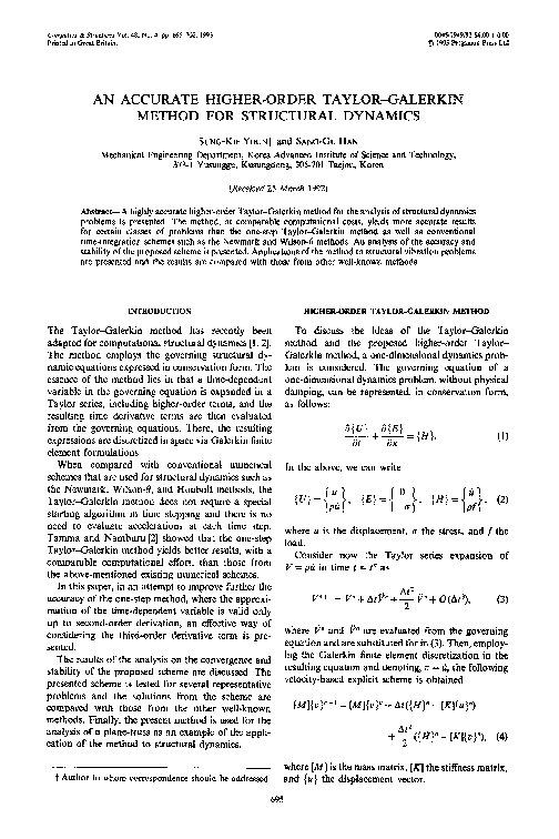 (PDF) An accurate higher-order Taylor—Galerkin method for structural ...