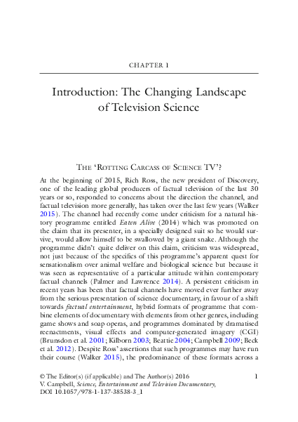 (PDF) Science, Entertainment and Television Documentary