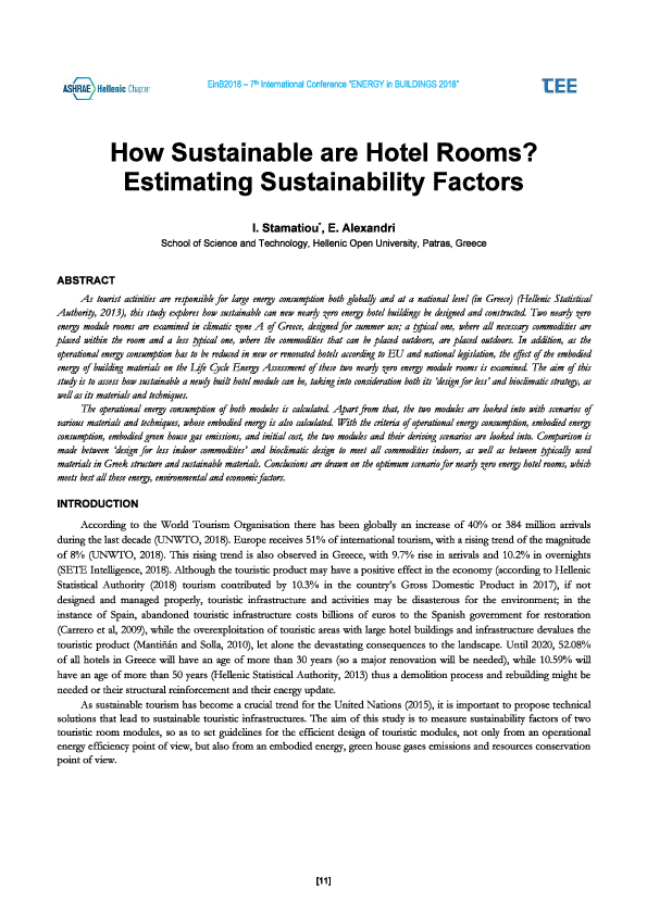 (PDF) How Sustainable are Hotel Rooms? Estimating Sustainability Factors