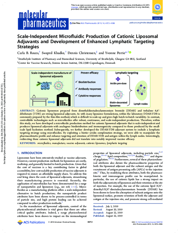 (PDF) Scale-Independent Microfluidic Production of Cationic Liposomal ...