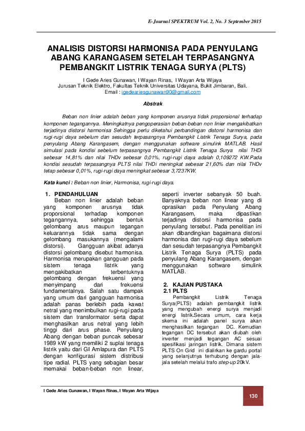(PDF) Analisis Distorsi Harmonisa Pada Penyulang Abang Karangasem ...