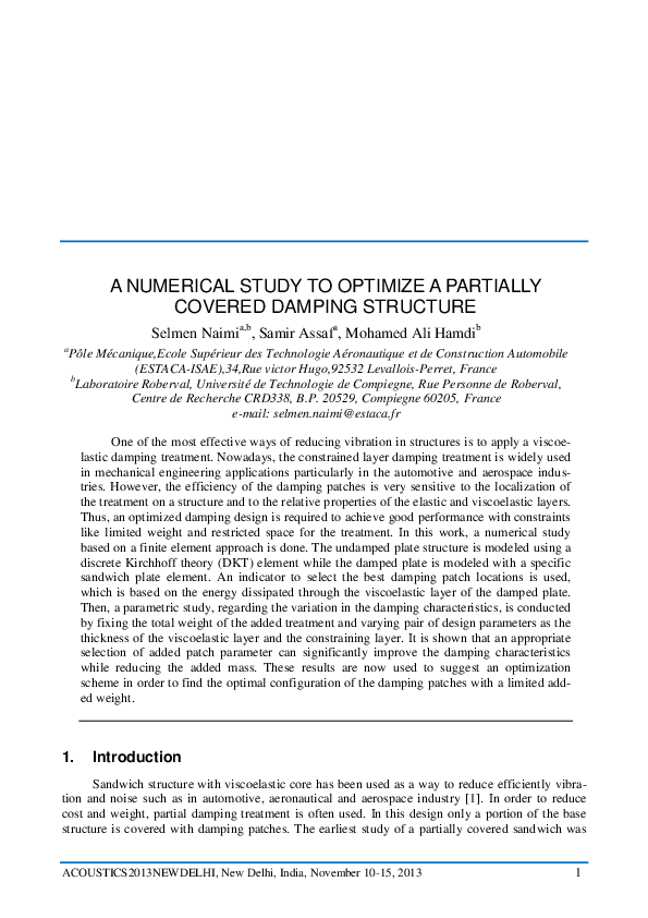 (PDF) A NUMERICAL STUDY TO OPTIMIZE A PARTIALLY COVERED DAMPING STRUCTURE