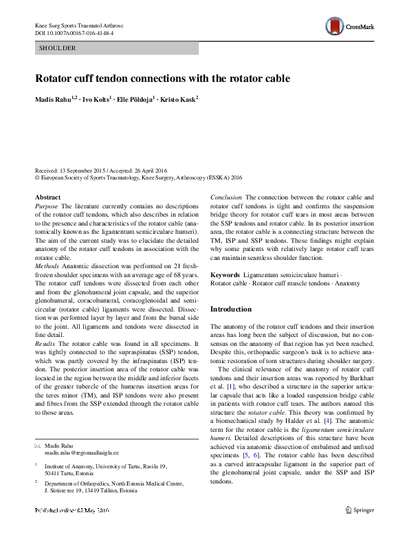 (PDF) Rotator cuff tendon connections with the rotator cable