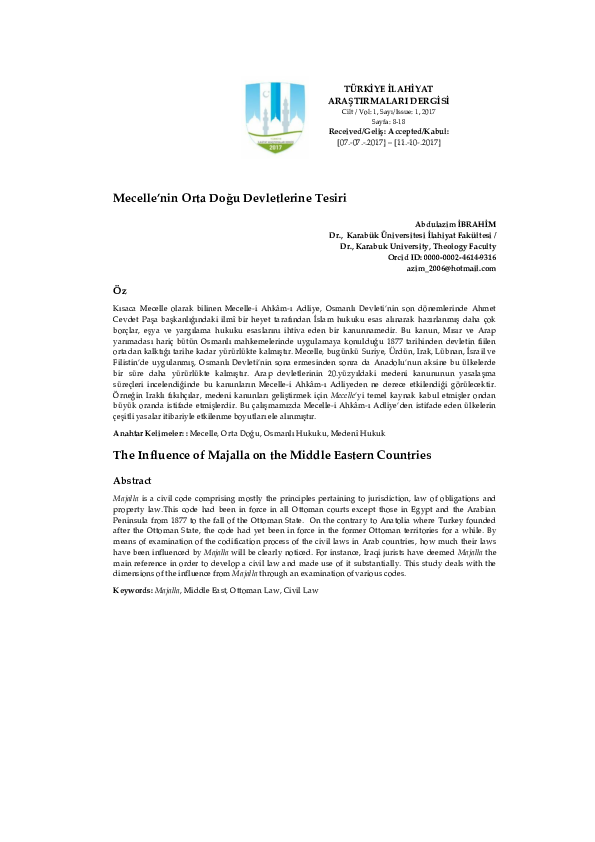 (PDF) The Influence of Majalla on the Middle Eastern Countries