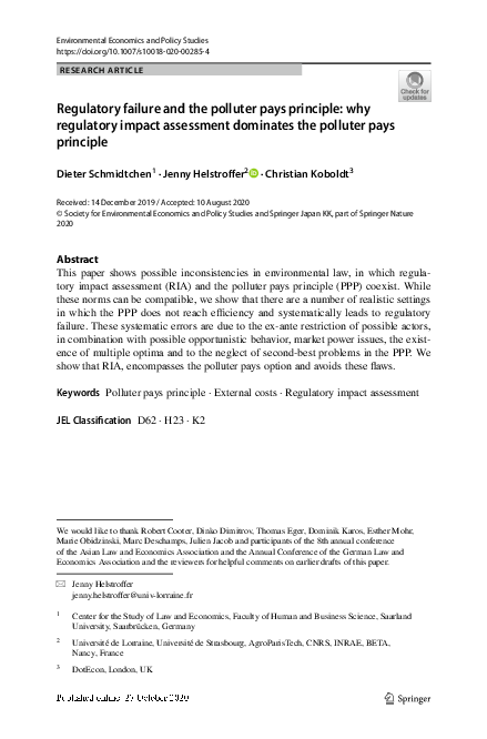 (PDF) Regulatory failure and the polluter pays principle: why ...