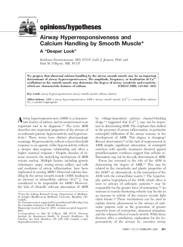 (PDF) Airway Hyperresponsiveness and Calcium Handling by Smooth Muscle