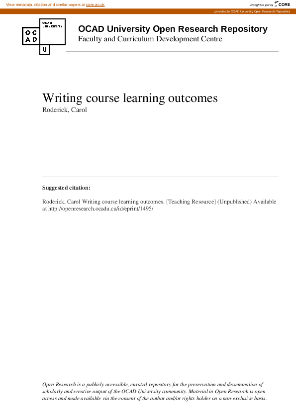 (PDF) Writing course learning outcomes