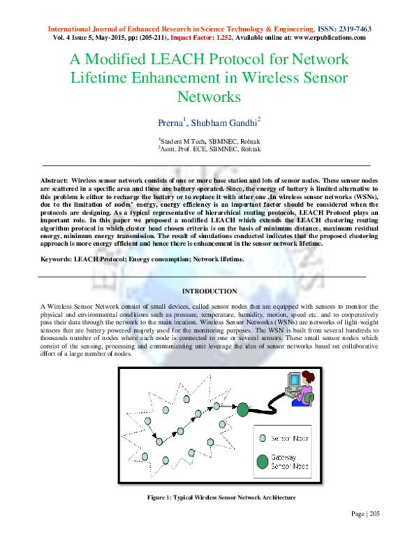 Pdf A Modified Leach Protocol For Network Lifetime Enhancement In Wireless Sensor Networks