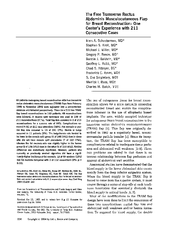 (PDF) The Free Transverse Rectus Abdominis Musculocutaneous Flap for ...