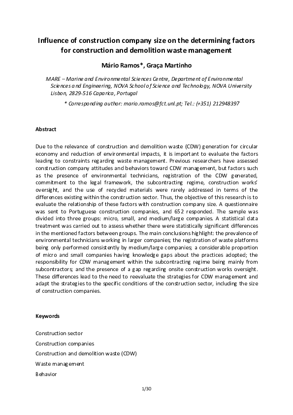 (PDF) Influence of construction company size on the determining factors ...