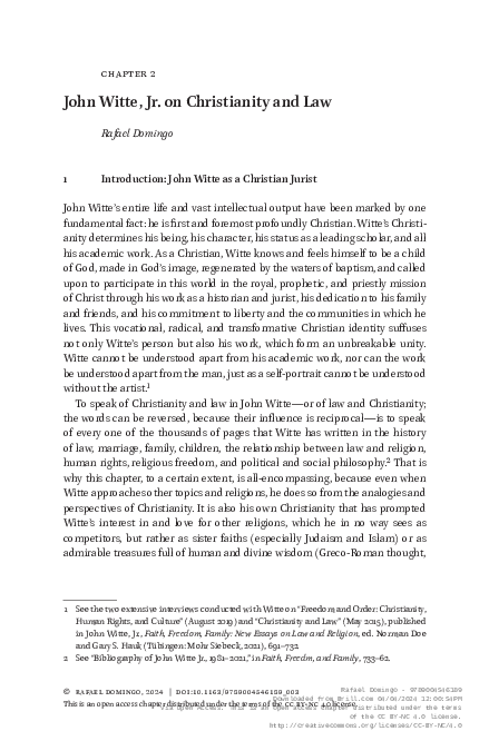(PDF) John Witte, Jr. on Christianity and Law