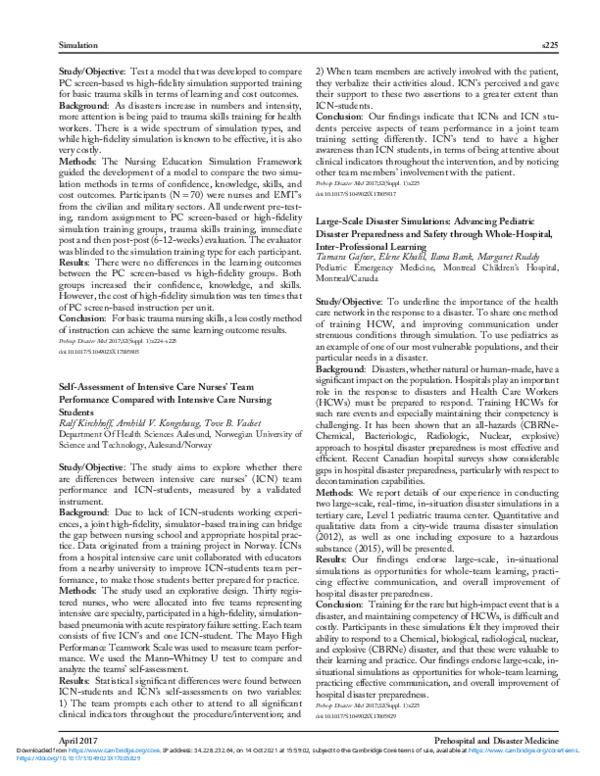 (PDF) Large-Scale Disaster Simulations: Advancing Pediatric Disaster ...