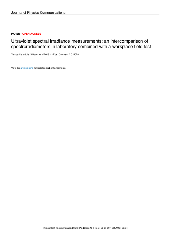 (PDF) Ultraviolet spectral irradiance measurements: an intercomparison ...