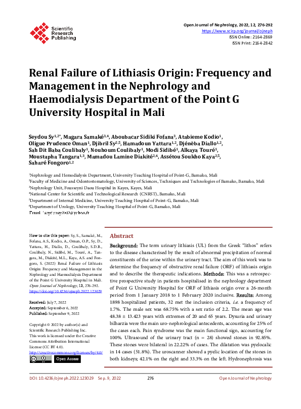 (PDF) Renal Failure of Lithiasis Origin: Frequency and Management in ...