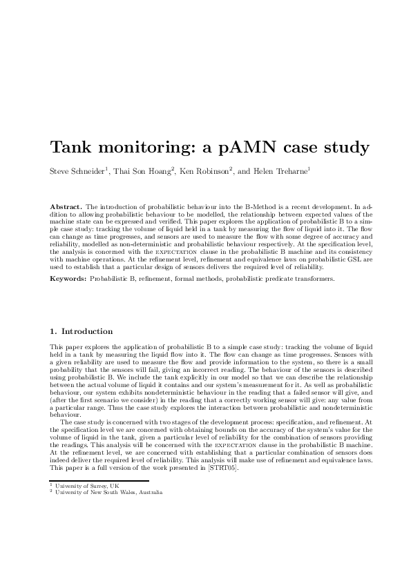 (PDF) Tank Monitoring: A pAMN Case Study