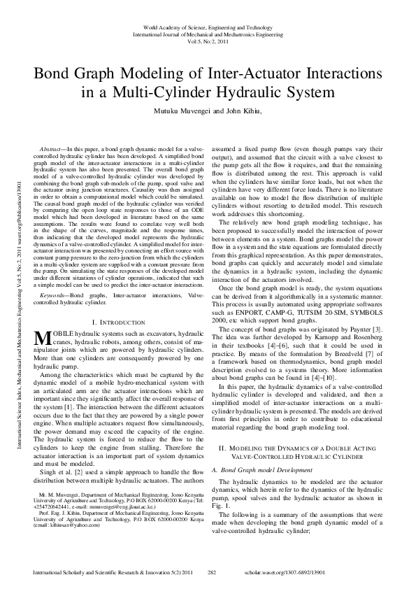 (PDF) Bond Graph Modeling Of Inter-Actuator Interactions In A Multi-Cylinder Hydraulic System