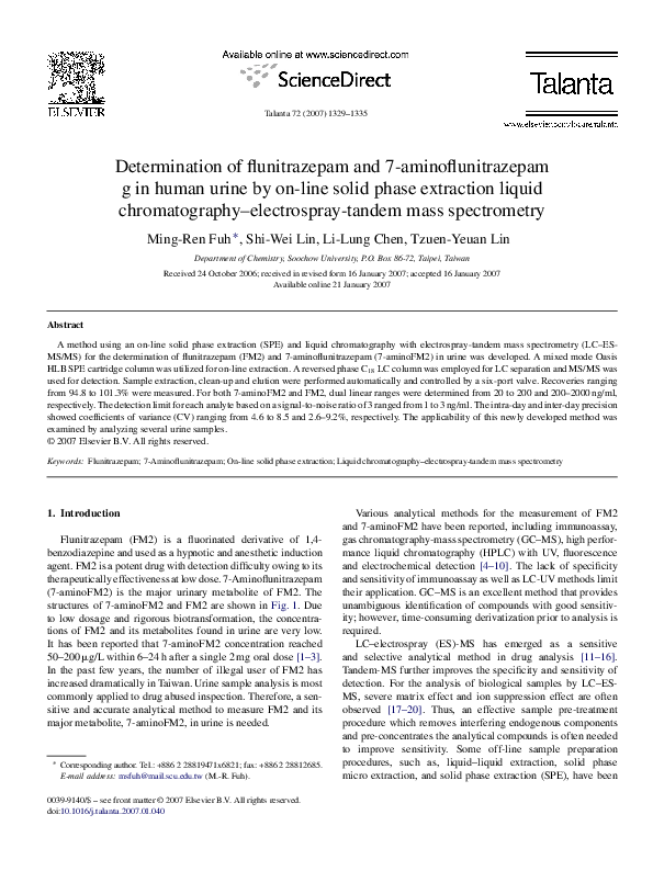 (PDF) Determination of flunitrazepam and 7-aminoflunitrazepam in human ...