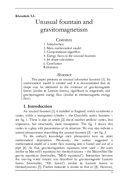(PDF) Unusual Fountain and Gravitomagnetism
