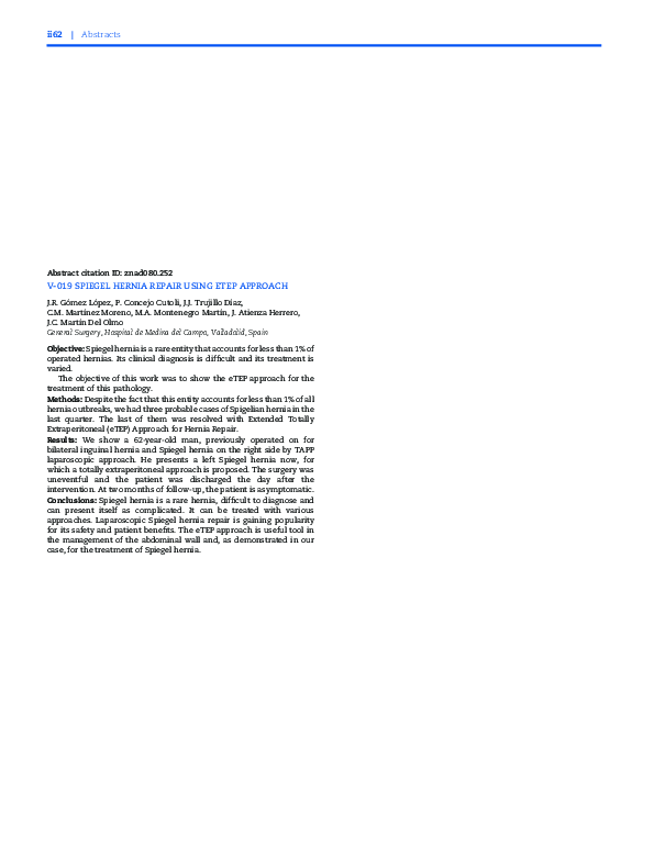 (PDF) V-019 Spiegel hernia repair using eTEP approach