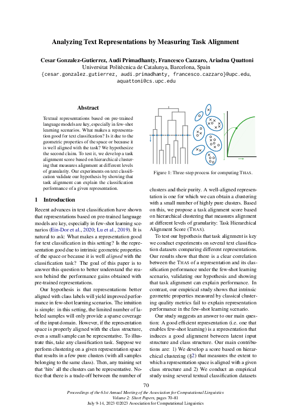 (PDF) Analyzing Text Representations by Measuring Task Alignment